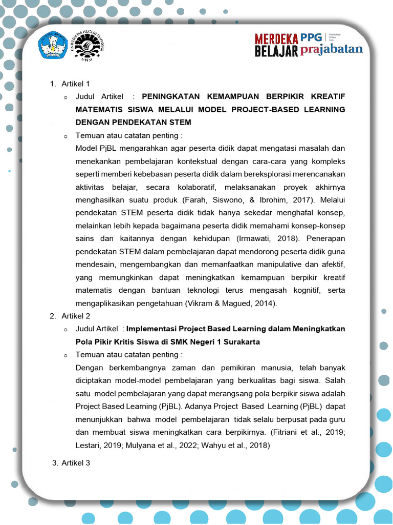 Eksplorasi Konsep - PPDB T1 - Project Based Learning | PDF