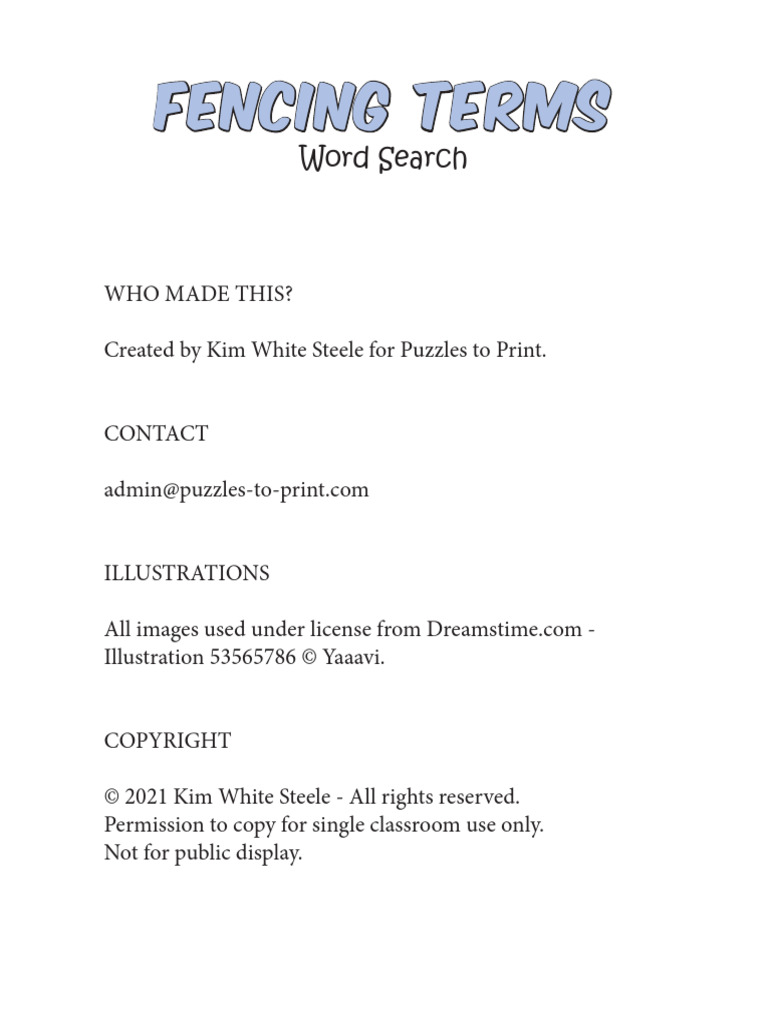 Fencing Terms Word Search | PDF