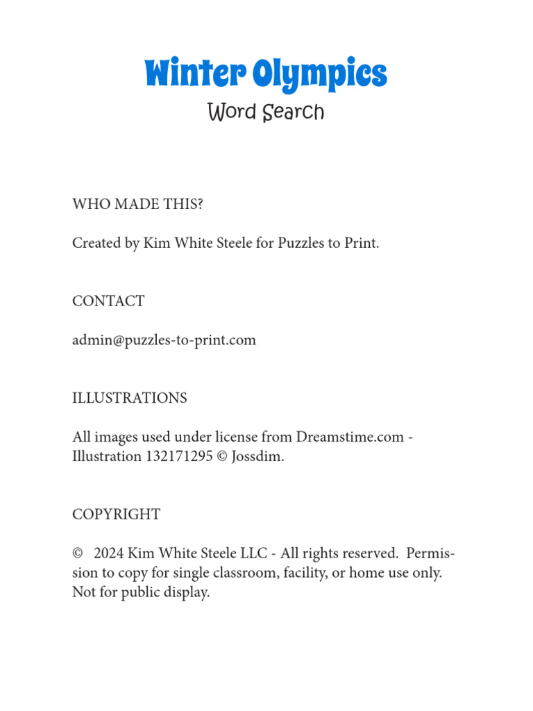 Winter Olympics Word Search | PDF