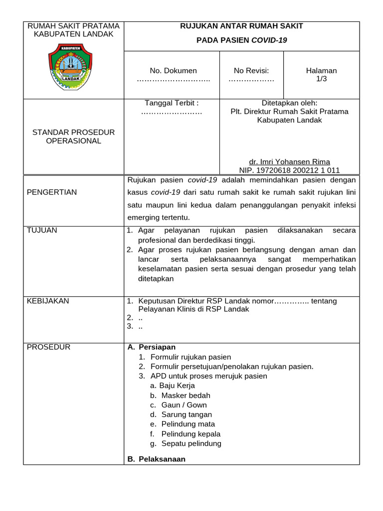 Sop Rujukan Pasien Covid | PDF