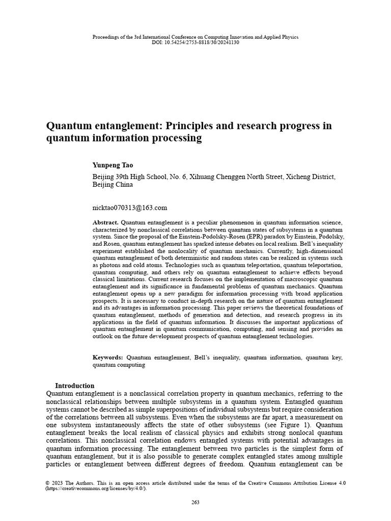Quantum Entanglement Principles | PDF