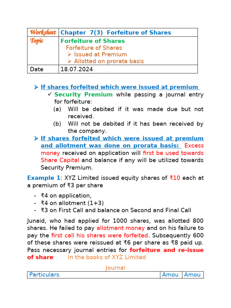 Forfeiture and Reissue of Shares (3) 19.07.2024 | PDF