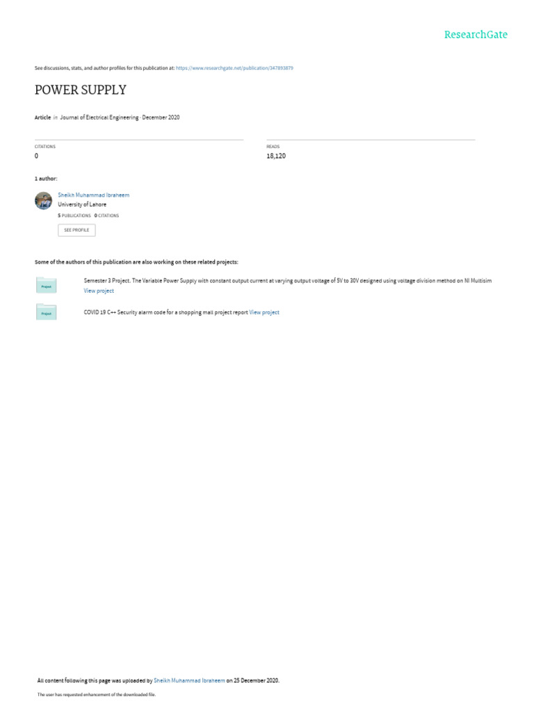 Power Supply Project | PDF