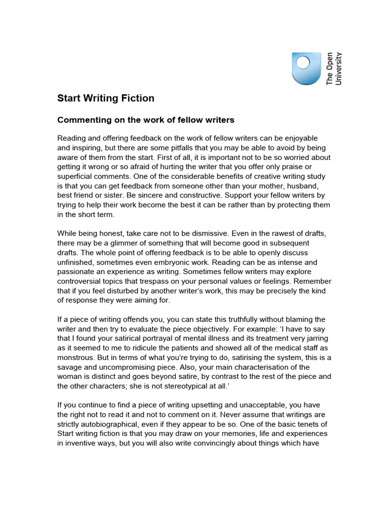 Fiction Writing Feedback Guide | PDF