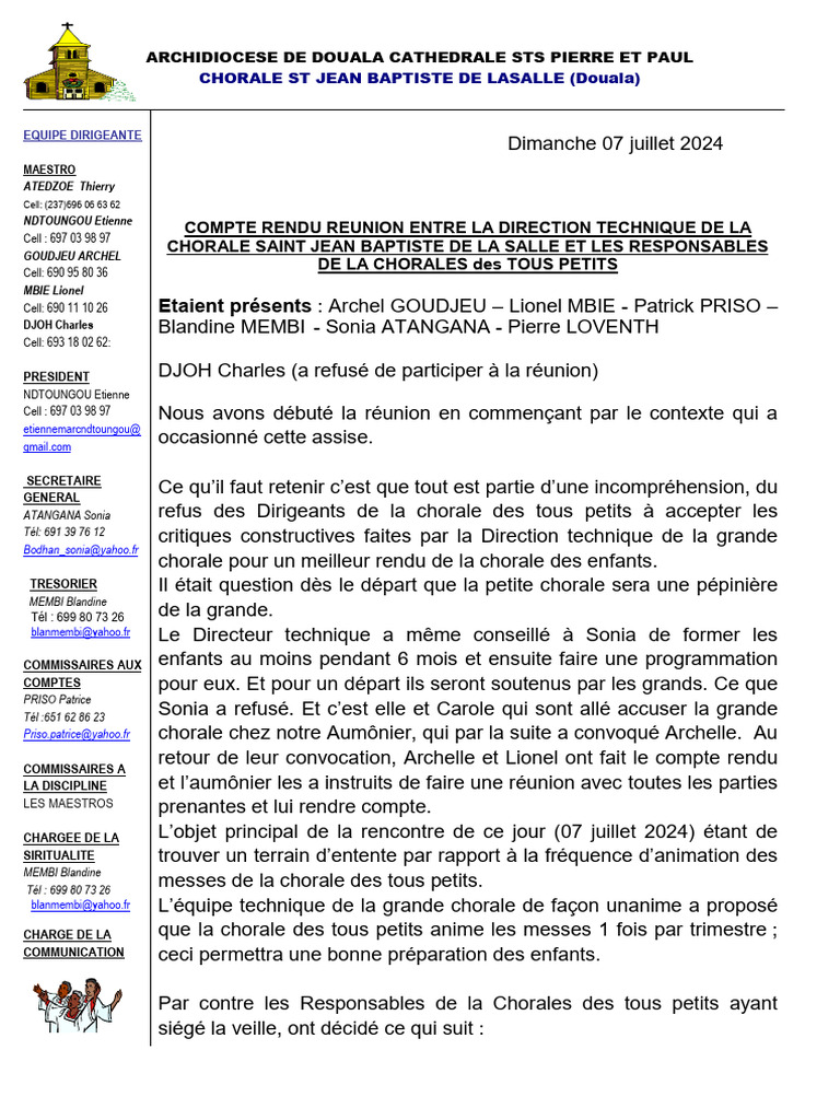 Compte Rendu Reunion | PDF