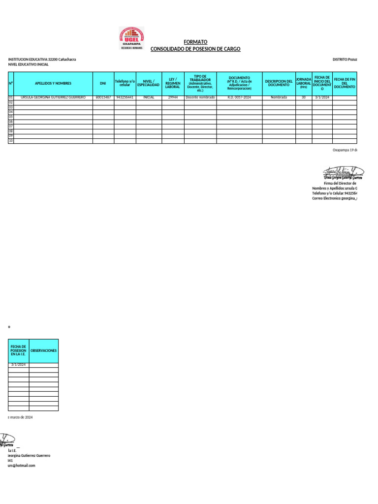 Formato Posesion de Cargo | PDF