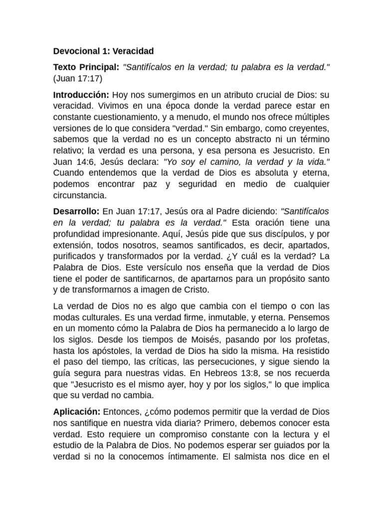 Devocionales Conociendo A Dios Semana 2 | PDF