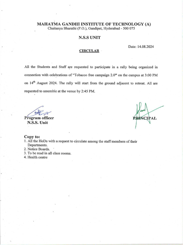 Circular - NSS - Tobacco Free Campaign 2.0 | PDF