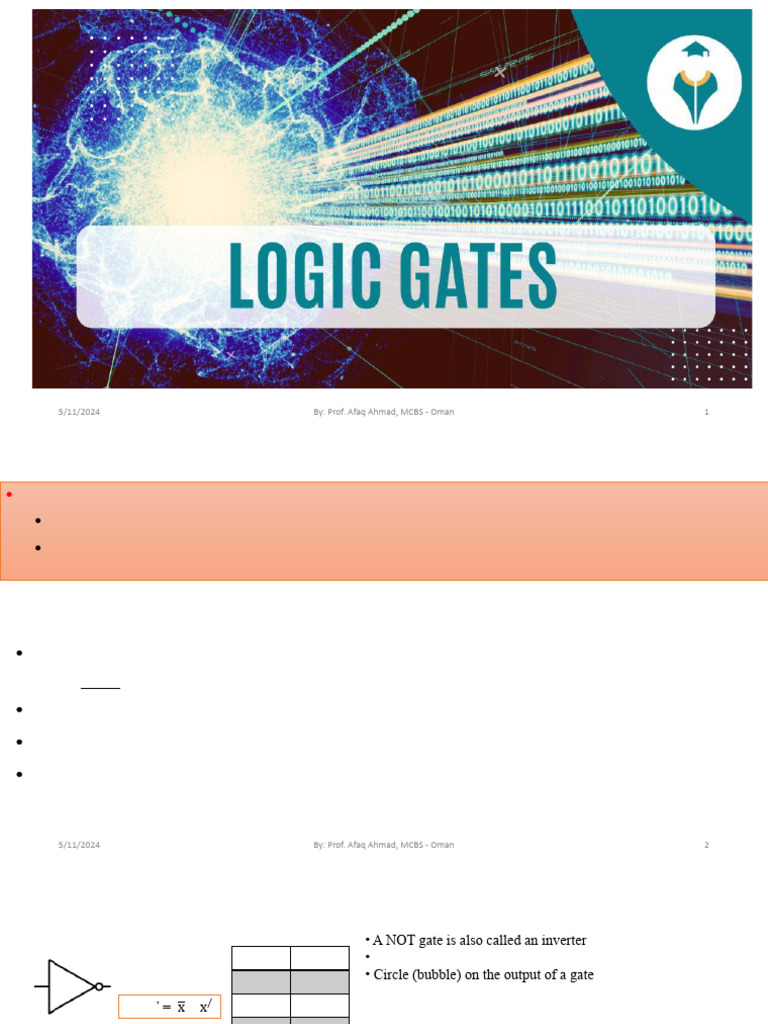 Lecture 02 - Logic Gates | PDF