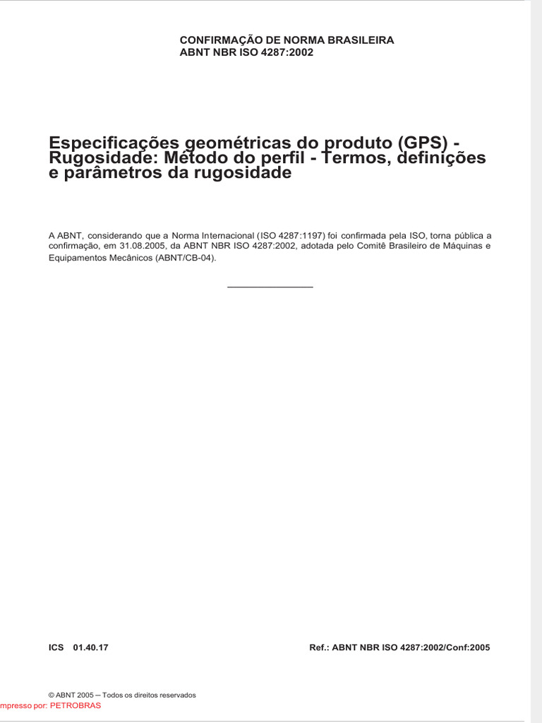 Abnt NBR Iso 4287 2005pdf | PDF