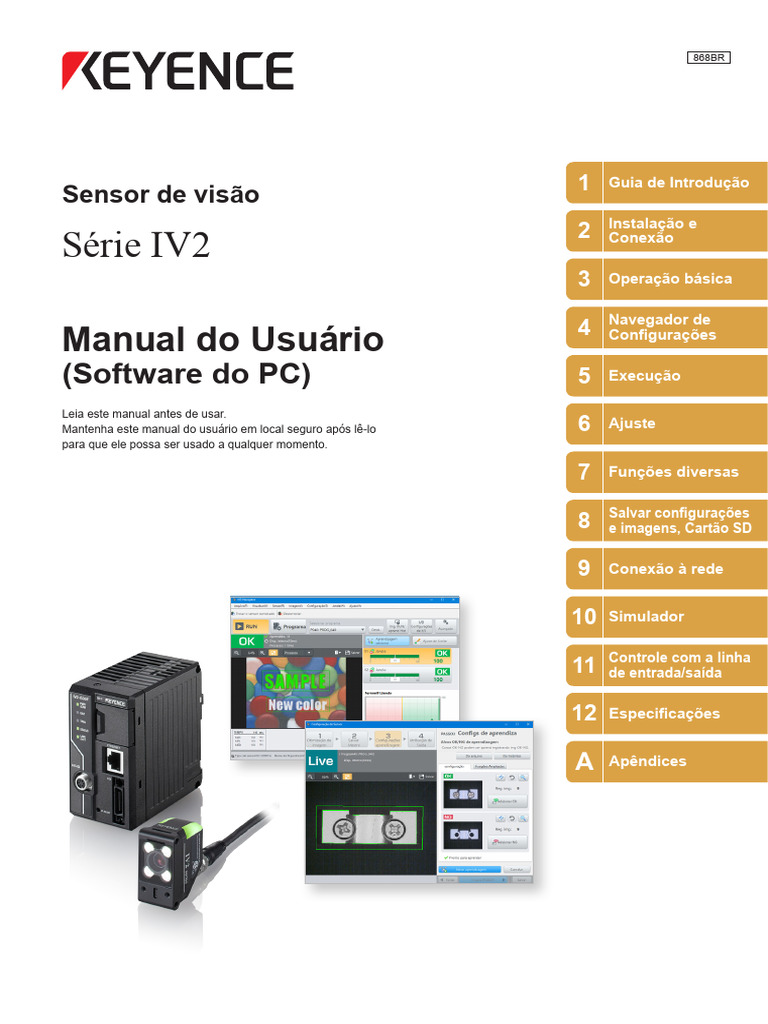 Manual Sistema Visão Keyence As 110021 IV2 UM 868BR KBR BR 2020 1 | PDF