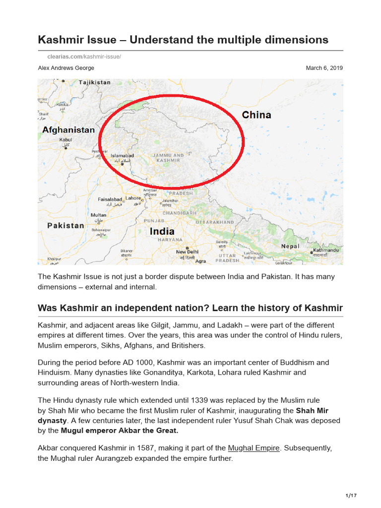 Kashmir Issue Understand The Multiple Dimensions | PDF