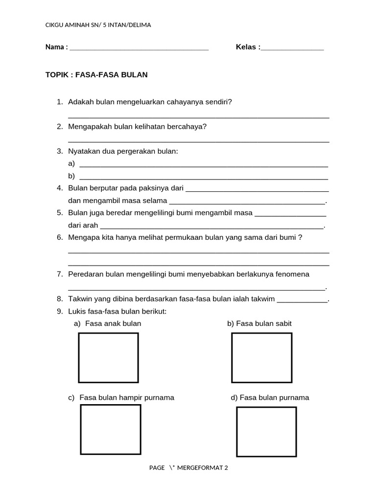 Latihan Fasa-Fasa Bulan | PDF