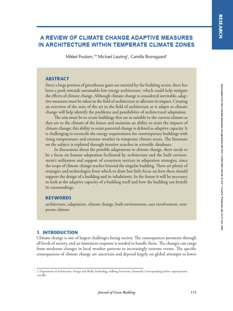A Review of Climate Change Adaptive Measures in Architecture Within ...