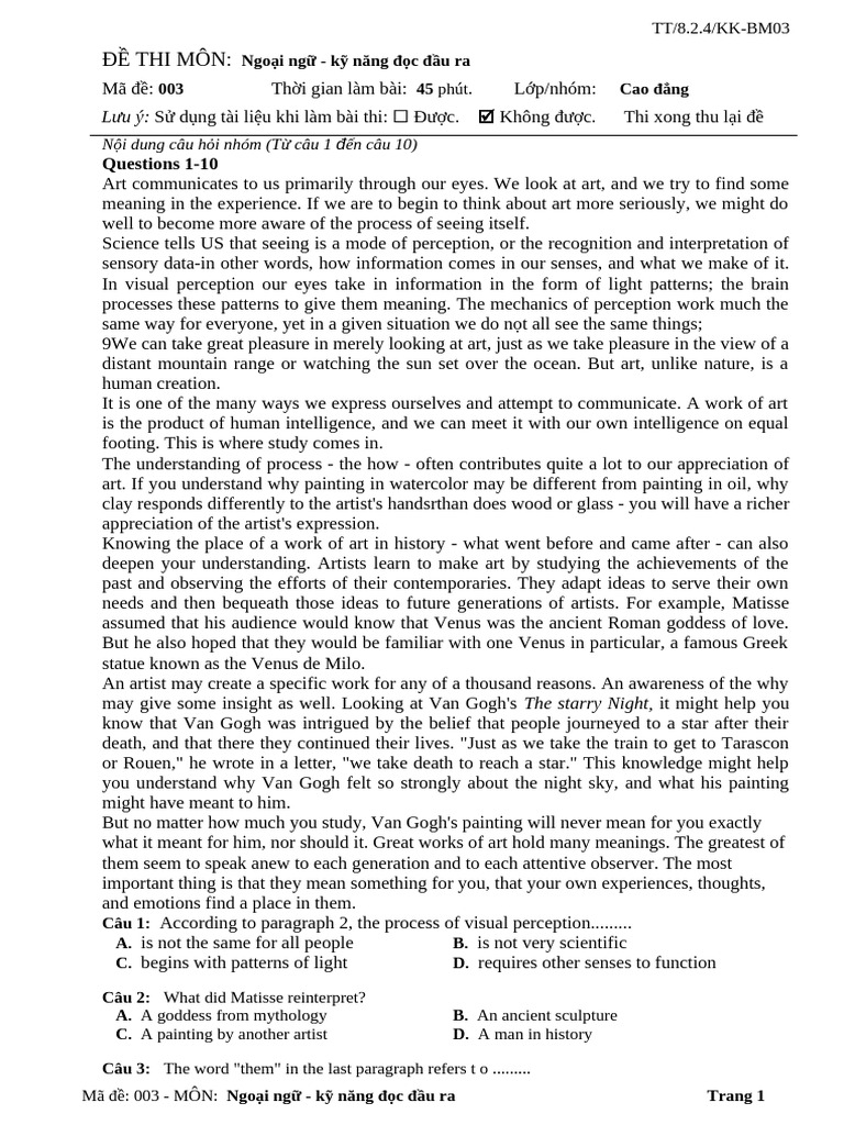 De 003 Ky Nang | PDF