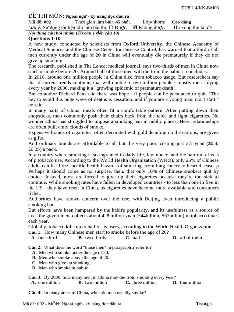 De 002 Ky Nang | PDF