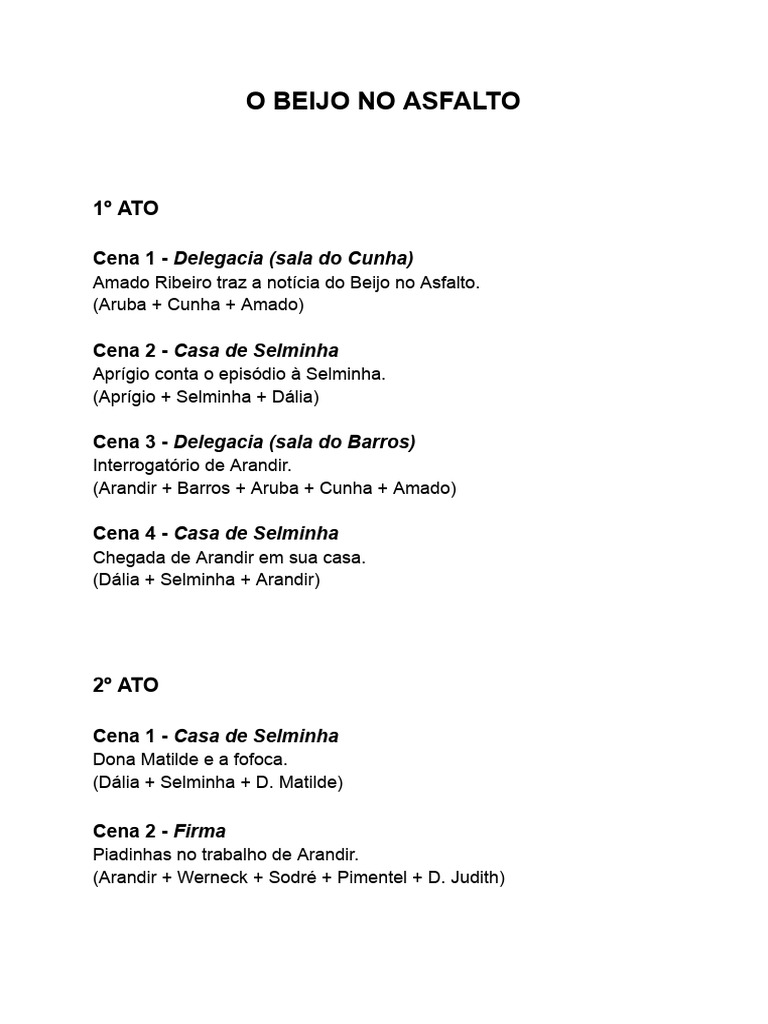 Cola de Coxia - Beijo No Asfalto | PDF