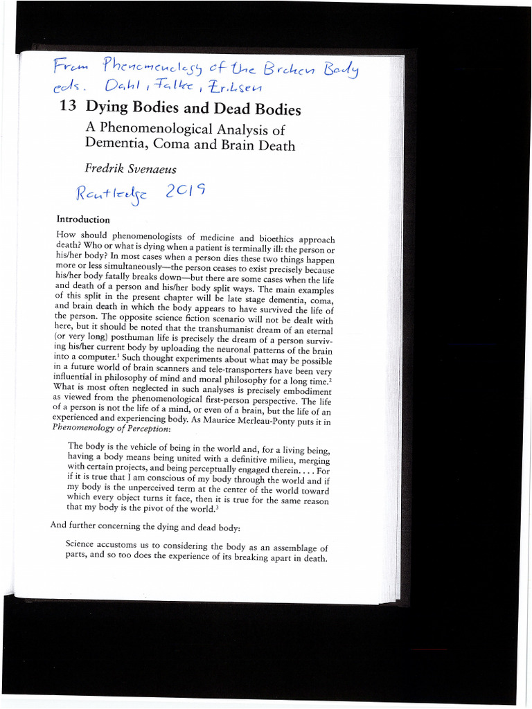 Dying Bodies and Dead Bodies A Phenomeno | PDF