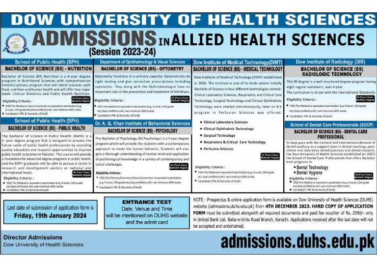Allied Health Sciences 2023 24 | PDF