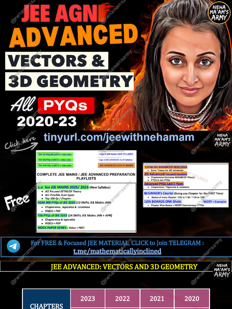 Jee Advanced Pyqs - Vector & 3d Geometry | PDF