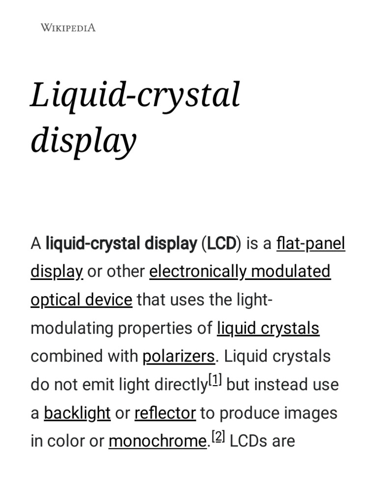 Liquid-Crystal Display - Wikipedia | PDF