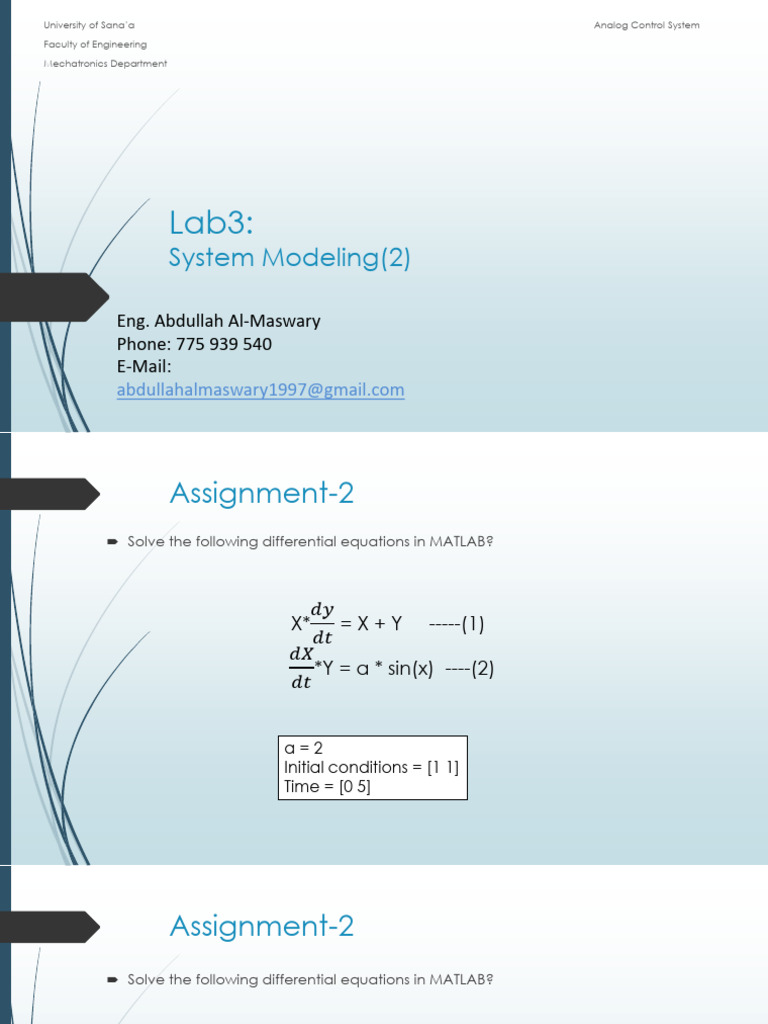 Lab3 - System Modeling 2 | PDF