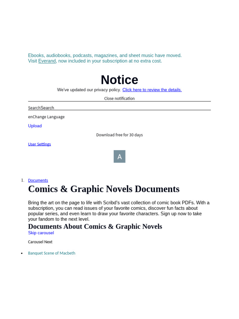 Notice: Comics & Graphic Novels Documents | PDF