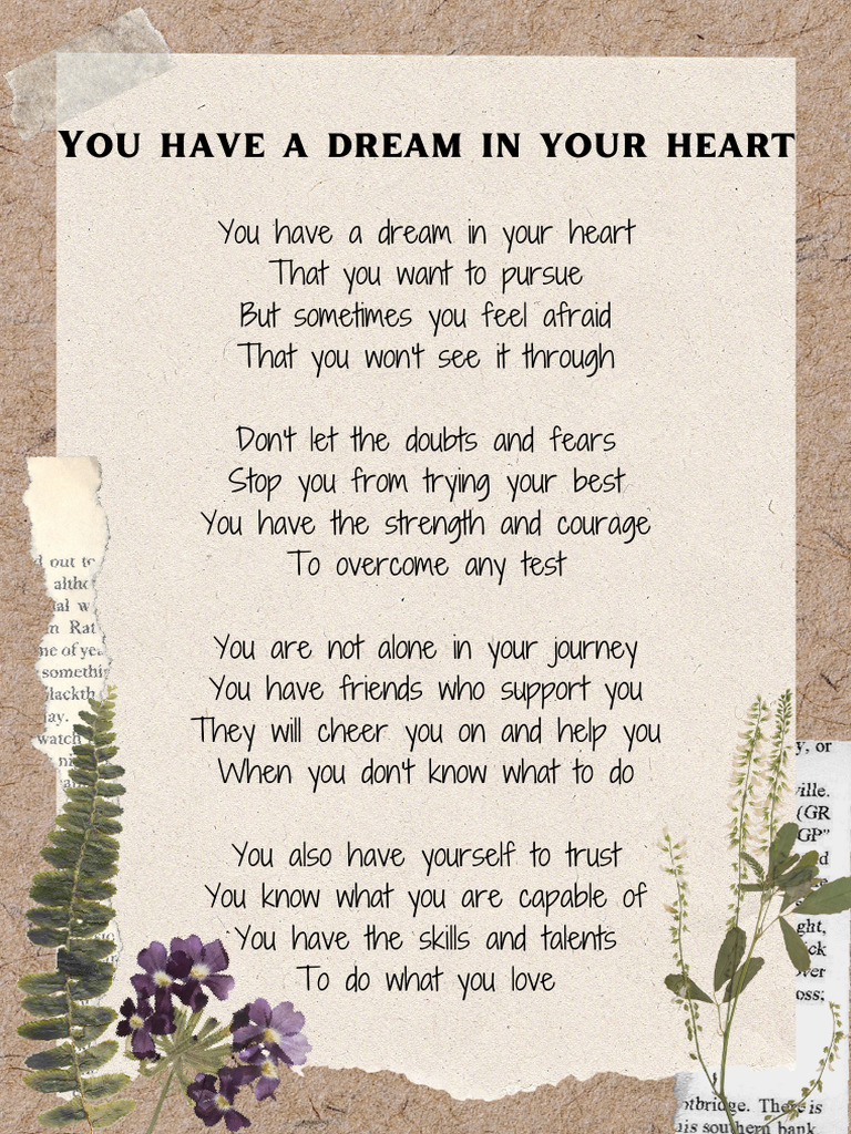 You Have A Dream in Your Heart - Poem ENG | PDF