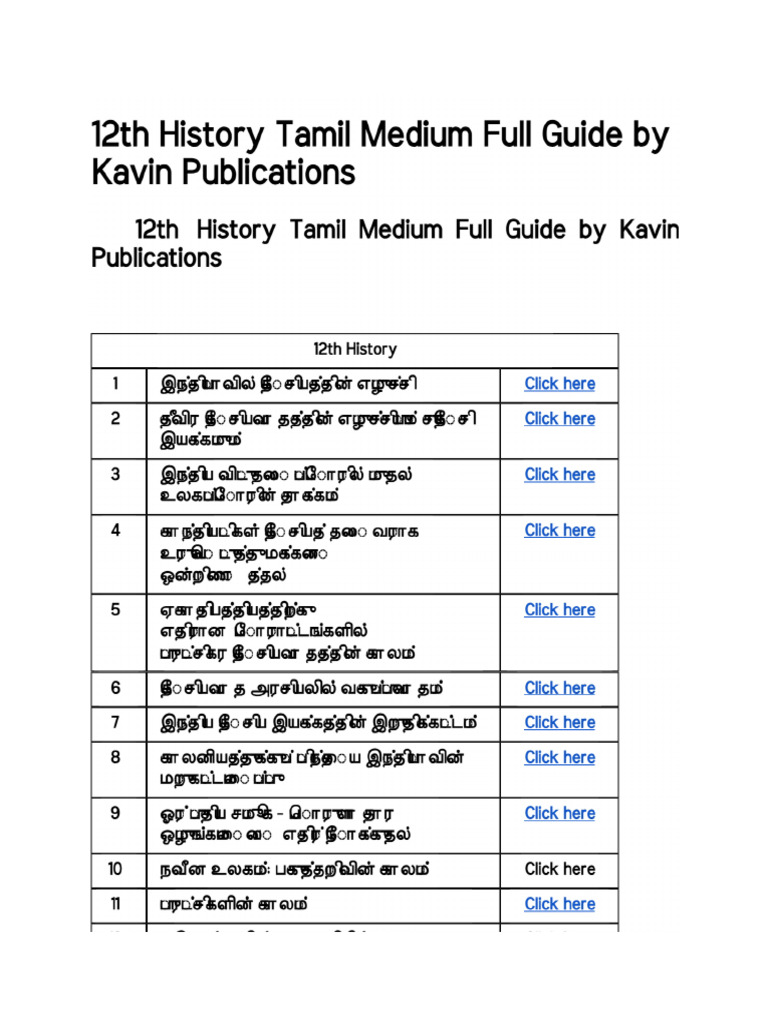 12th History Tamil Medium Full Guide by Kavin Publications | PDF