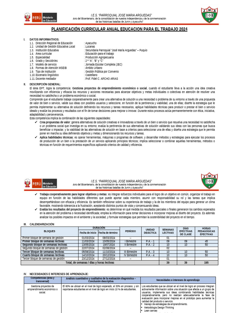Planificación Anual Ept - 2º | PDF