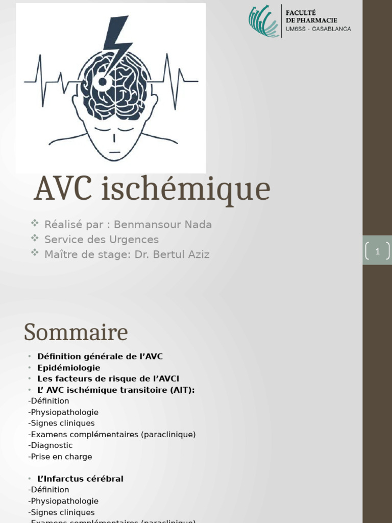 AVC Ischémique Présentation | PDF