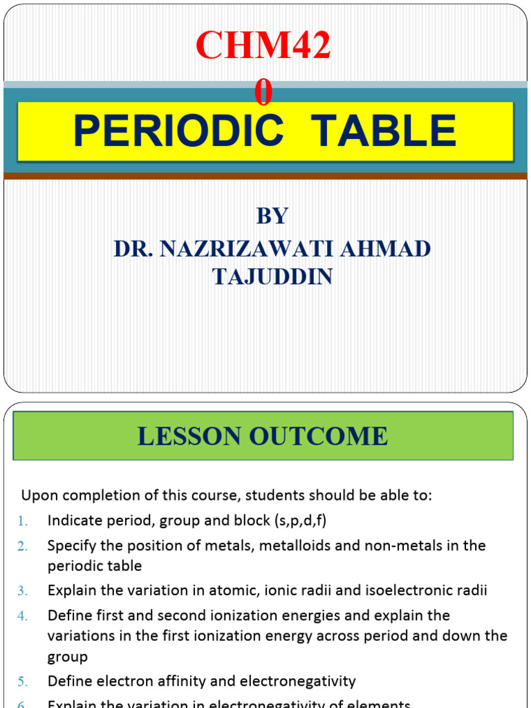 Chapter 4 - Periodic Table | PDF