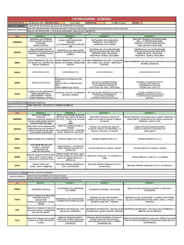 CRONOGRAMA GENERAL EFD Modificado | PDF