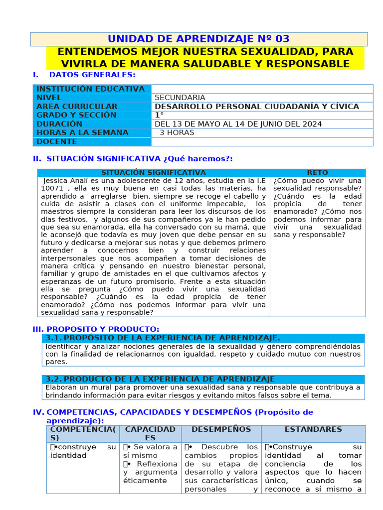 Unidad 3 DPCC 1° 2024. | PDF