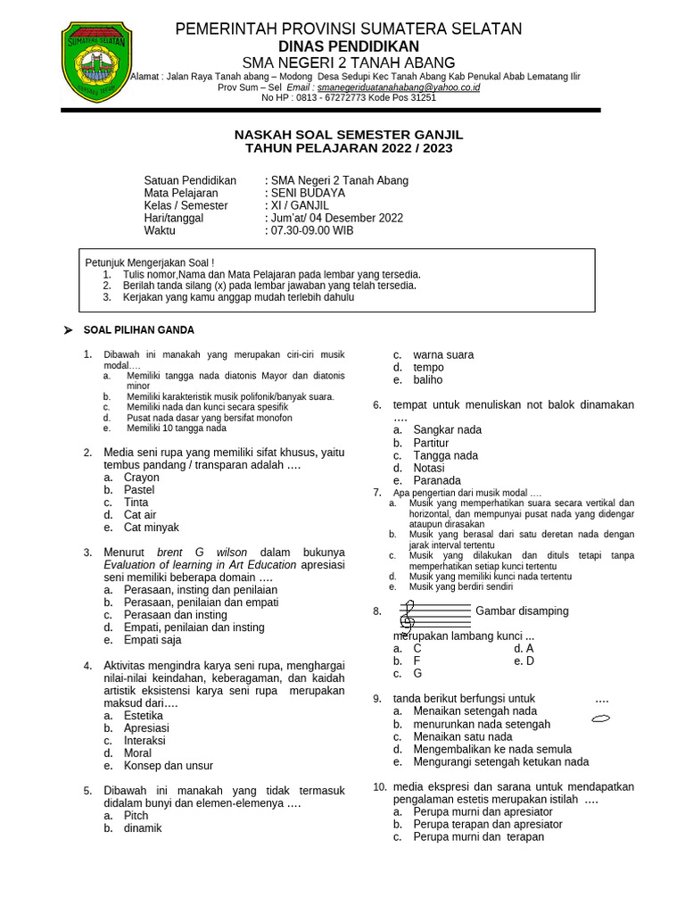 Soal SBK Xi Ganjil | PDF