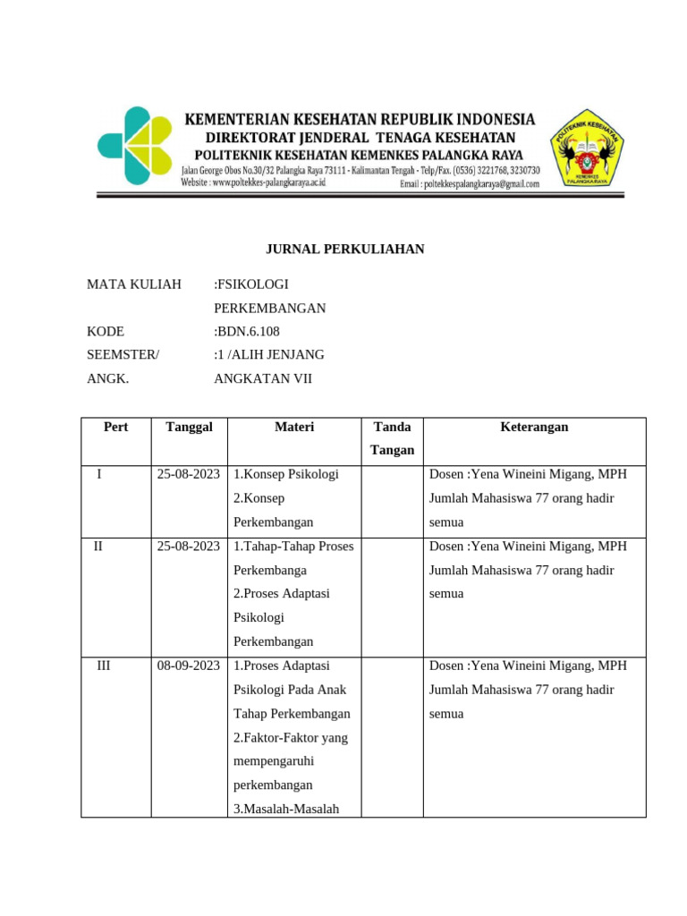 JURNAL PERKULIAHAN Fsikologi Perkembangan | PDF