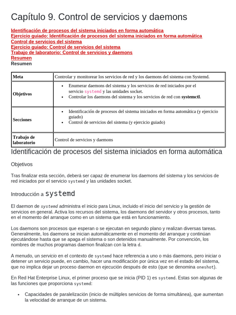 Capítulo 9. Control de Servicios y Daemons | PDF