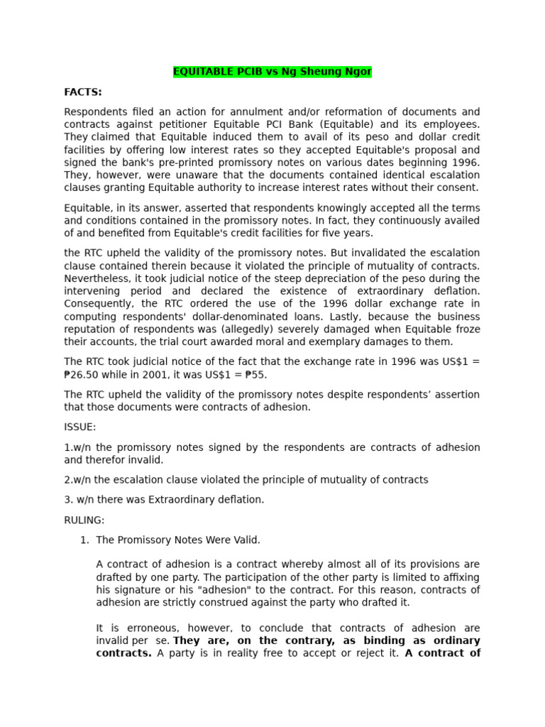 EQUITABLE PCIB Vs NG Sheung Ngor | PDF