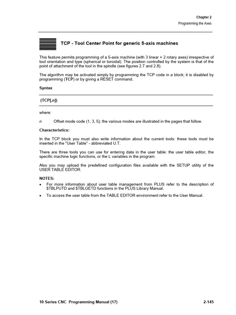 10 Series CNC TCP - Tool Center Point For Generic 5-Axis Machines | PDF