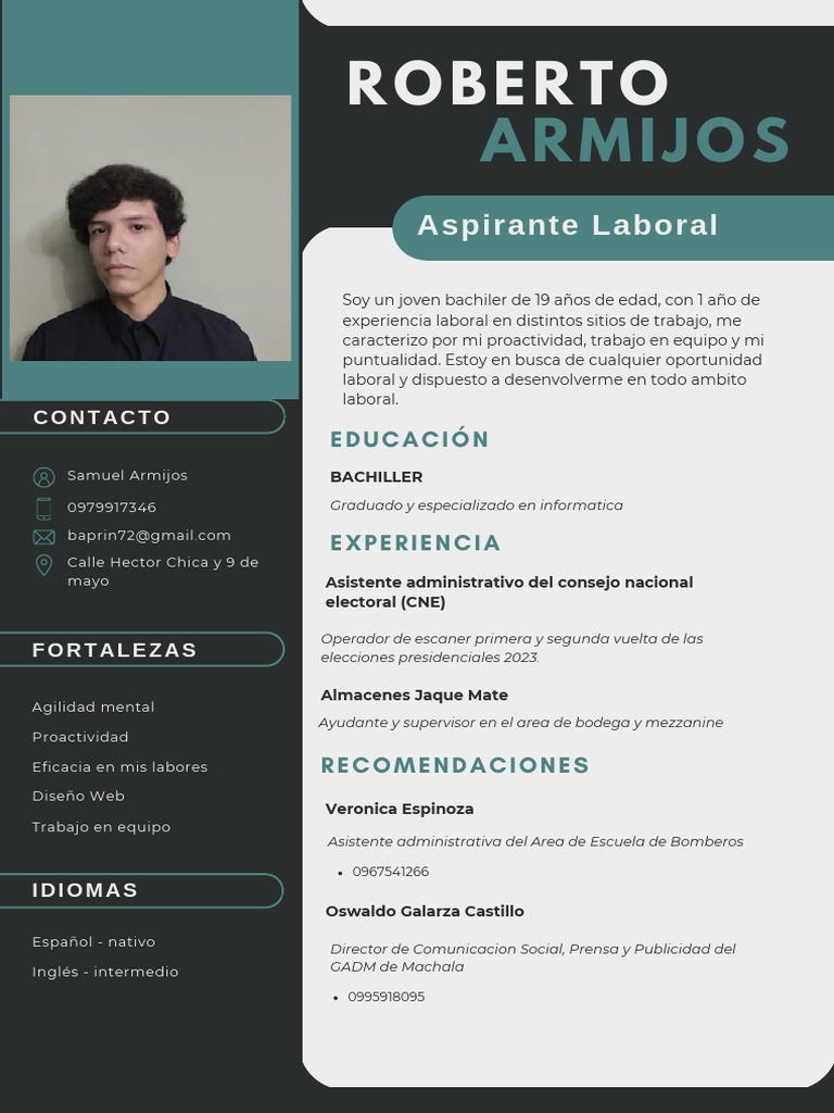 Curriculum ROBERTO SAMUEL ARMIJOS YUBI+ | PDF