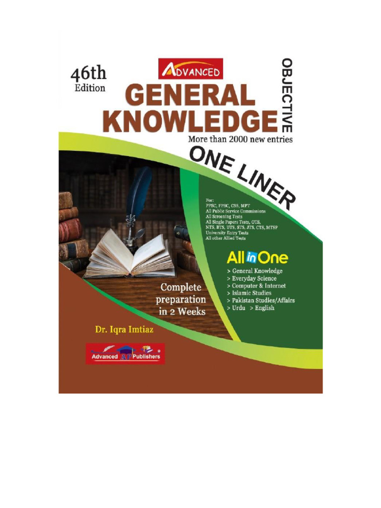 Table of Contents General Knowledge One Liner 46th Edition, Iqra Imtiaz ...