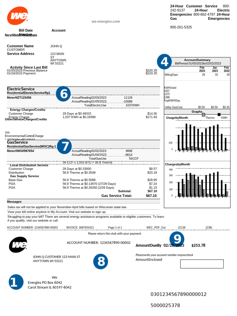 We Energies Sample Bill | PDF