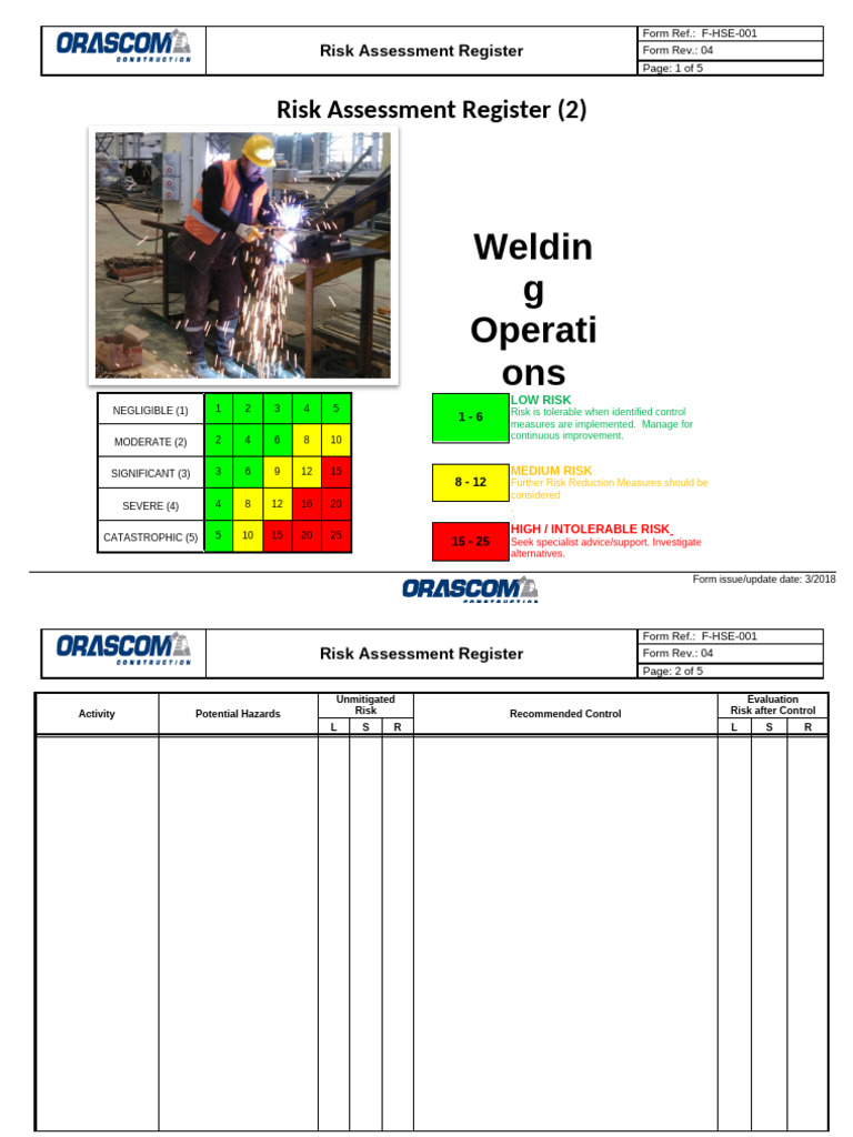 02-Risk Assessment Welding Empety | PDF