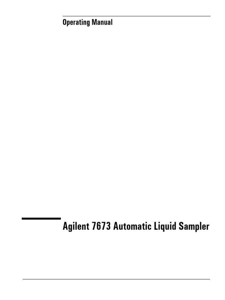 Agilent 7673 Injector Manual | PDF