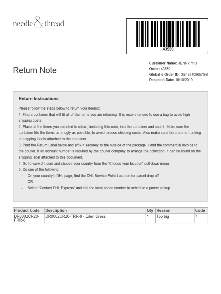 Return Label | PDF