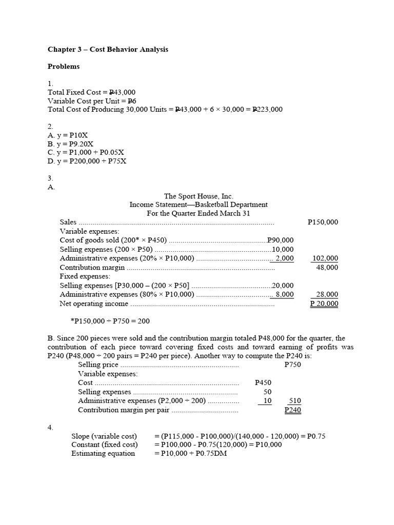 Chapter 3 Cost Behavior Analysis | PDF