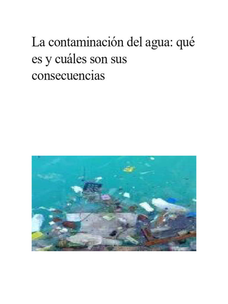 Contaminación del Agua: Causas y Soluciones | PDF | Agua | Contaminación