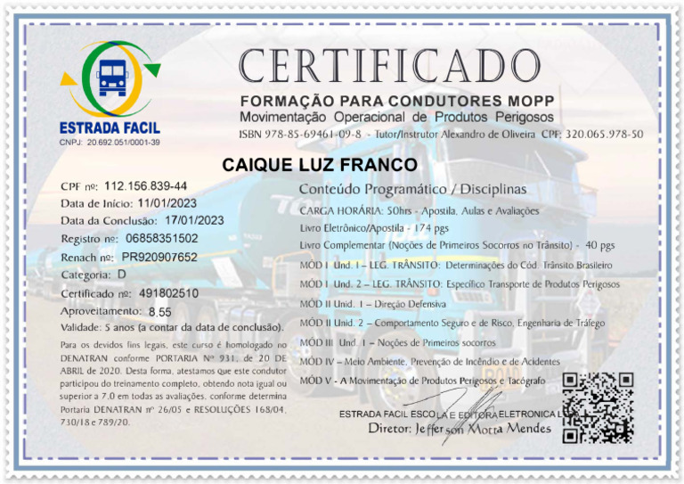 Certificado MOPP - ILIDE - Info Platform PDF Viewer | PDF