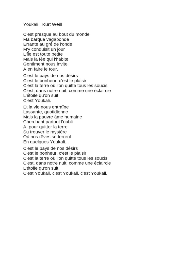 Youkali Paroles | PDF