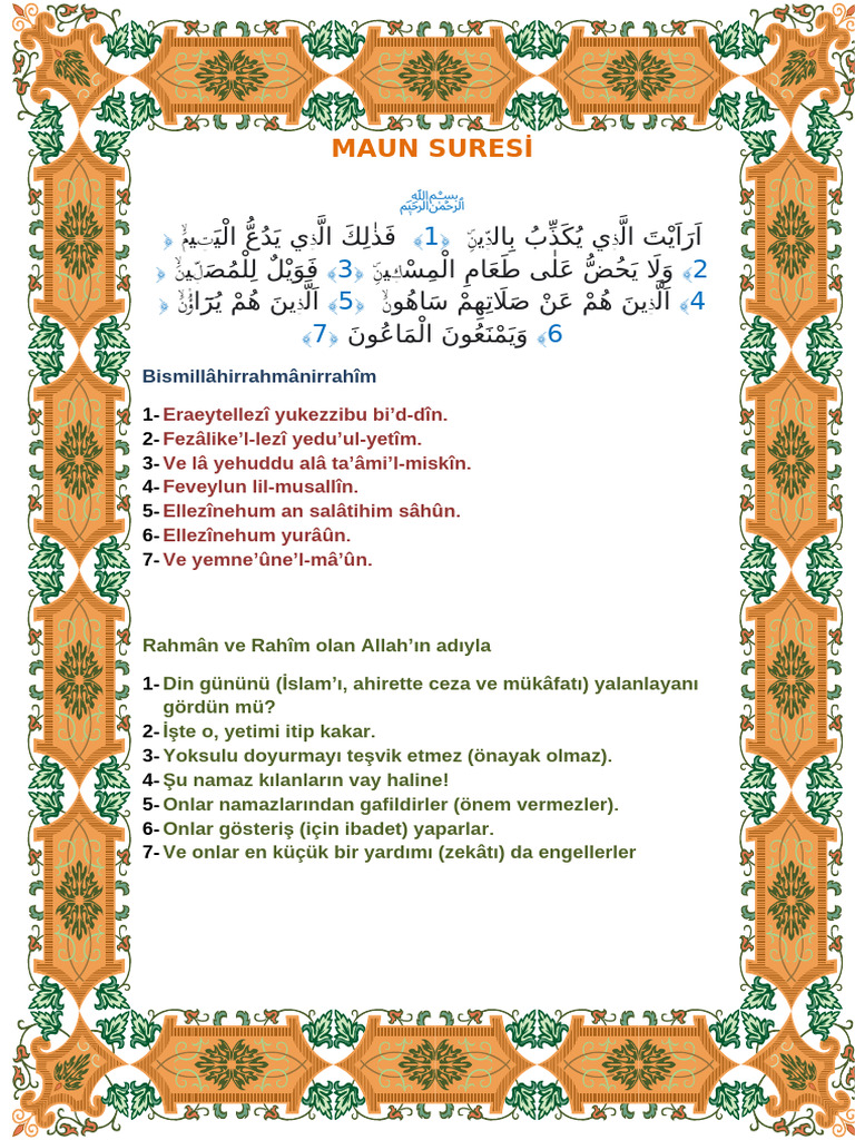 5-Maun Suresi̇ | PDF